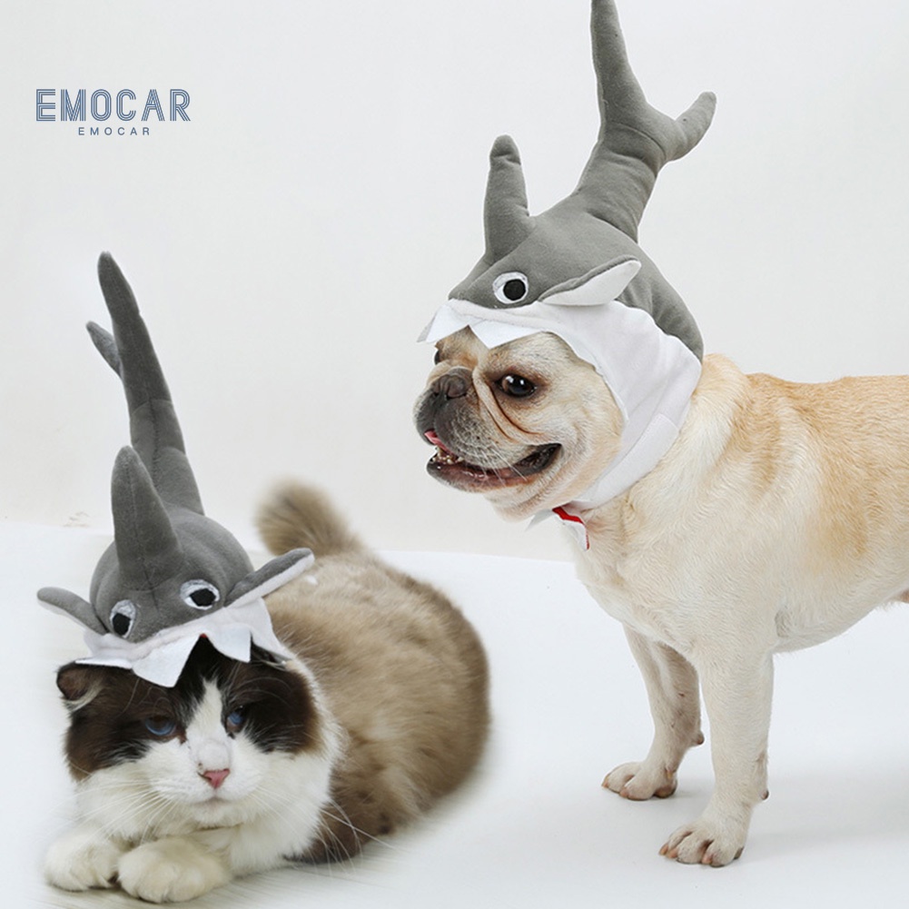 EPN-Halloween Pet Dogs Cats Cute Shark Head Cover Headdress Hat Cap ...