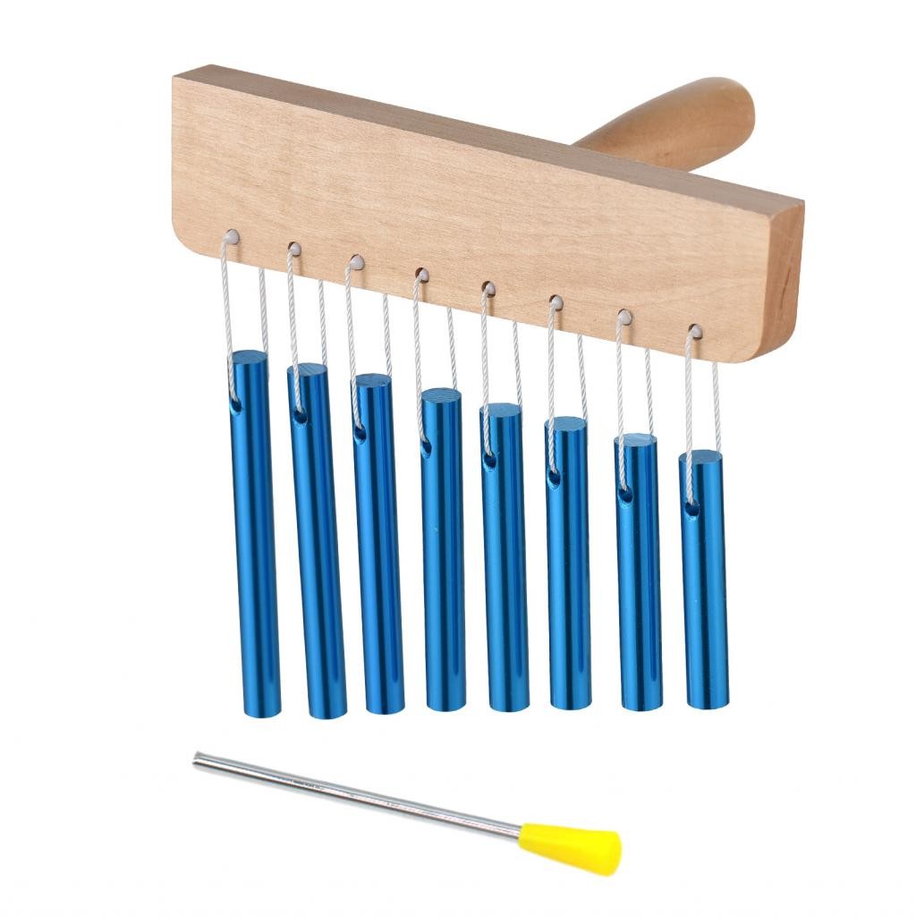 BUZHZ Bar Chimes 8 Tone Hand Bells with Knock Stick Birch Wood Solid ...