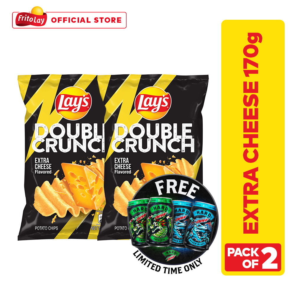Lay's Double Crunch Extra Cheese Potato Chips 170g Pack of 2 with FREE ...