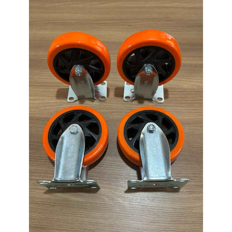 Orange Pu wheels set of 4 pcs 5 inch dead Trolley cupboard display case ...