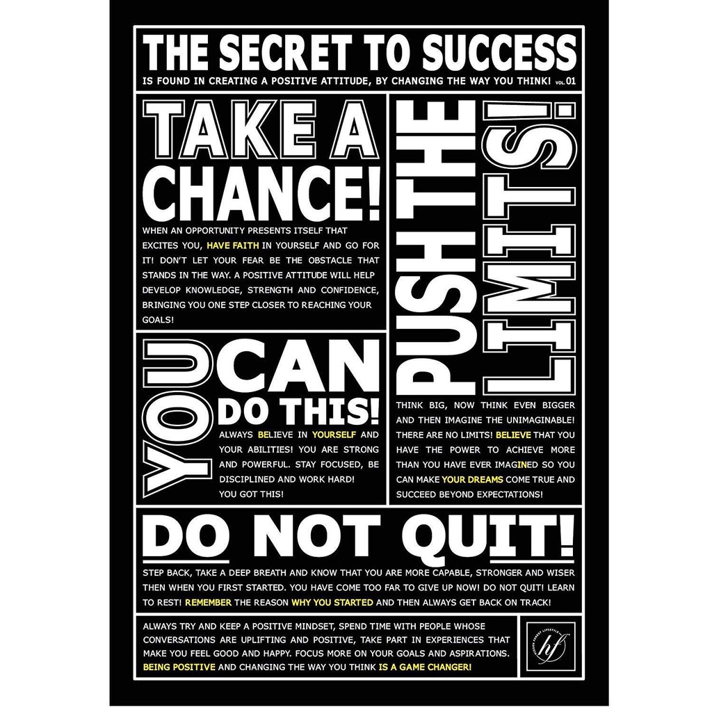 HFL The Secret to Success Motivational Poster:5 Poster for Office Decor ...
