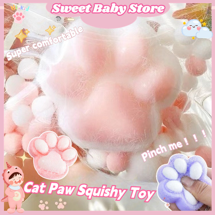 Cute Cat Paw Squishy Toy Plush Cat Paw Toy Rebound Soft Toy Stress ...