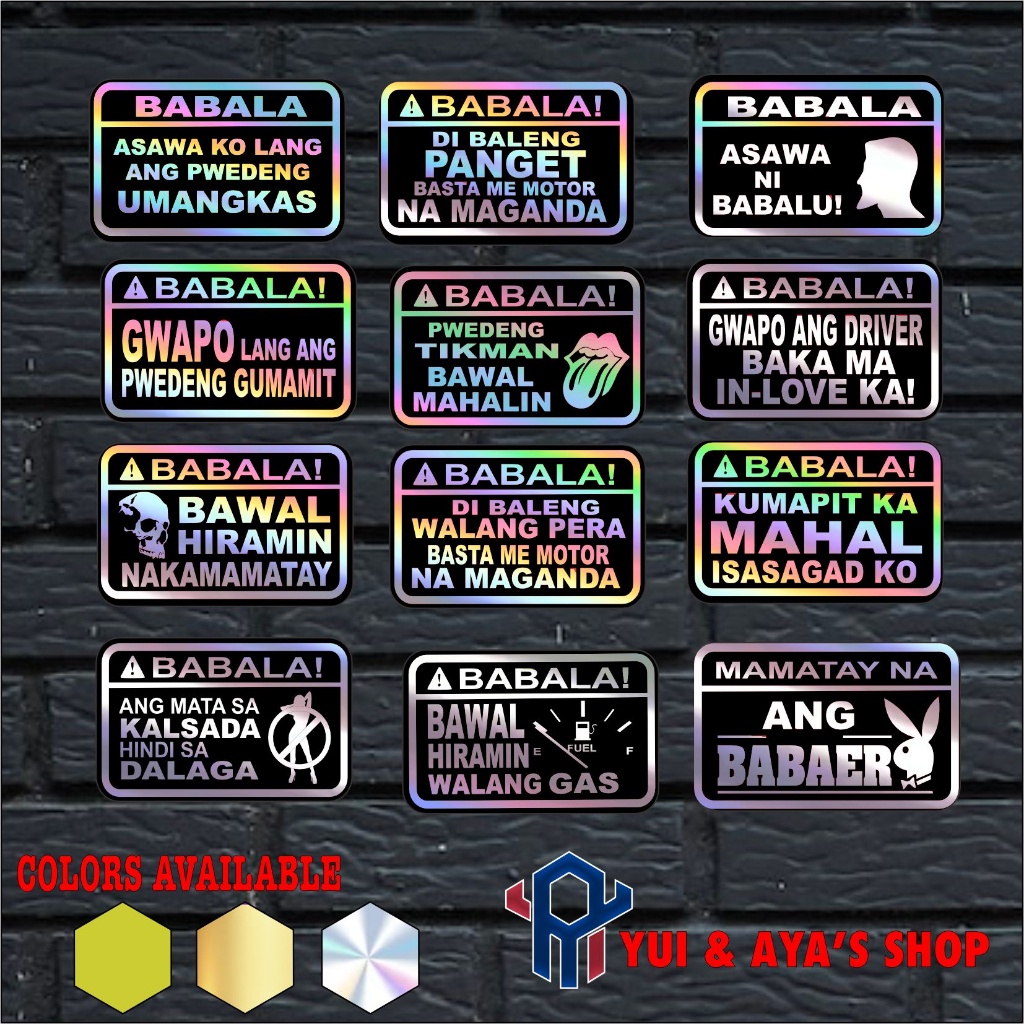 Babala machine cut waterproof motorcycle, car sticker | Shopee Philippines