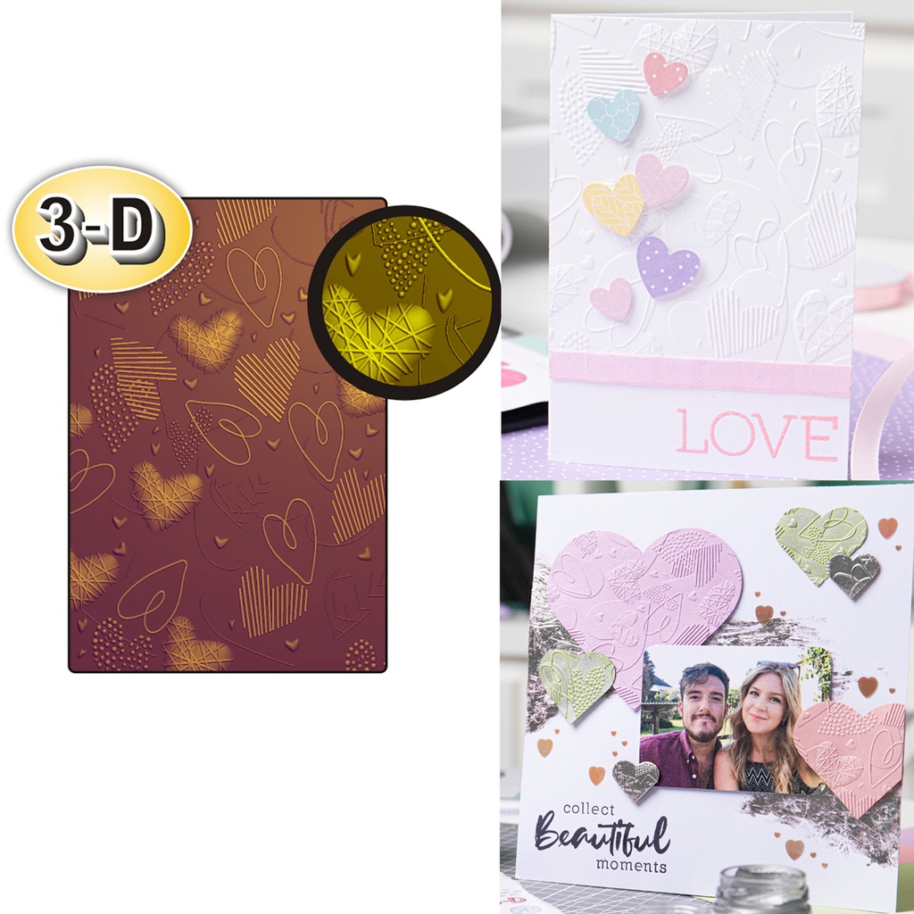 3D Embossing Folder Heart Pattern Scrapbooking Supplies Craft Materials ...