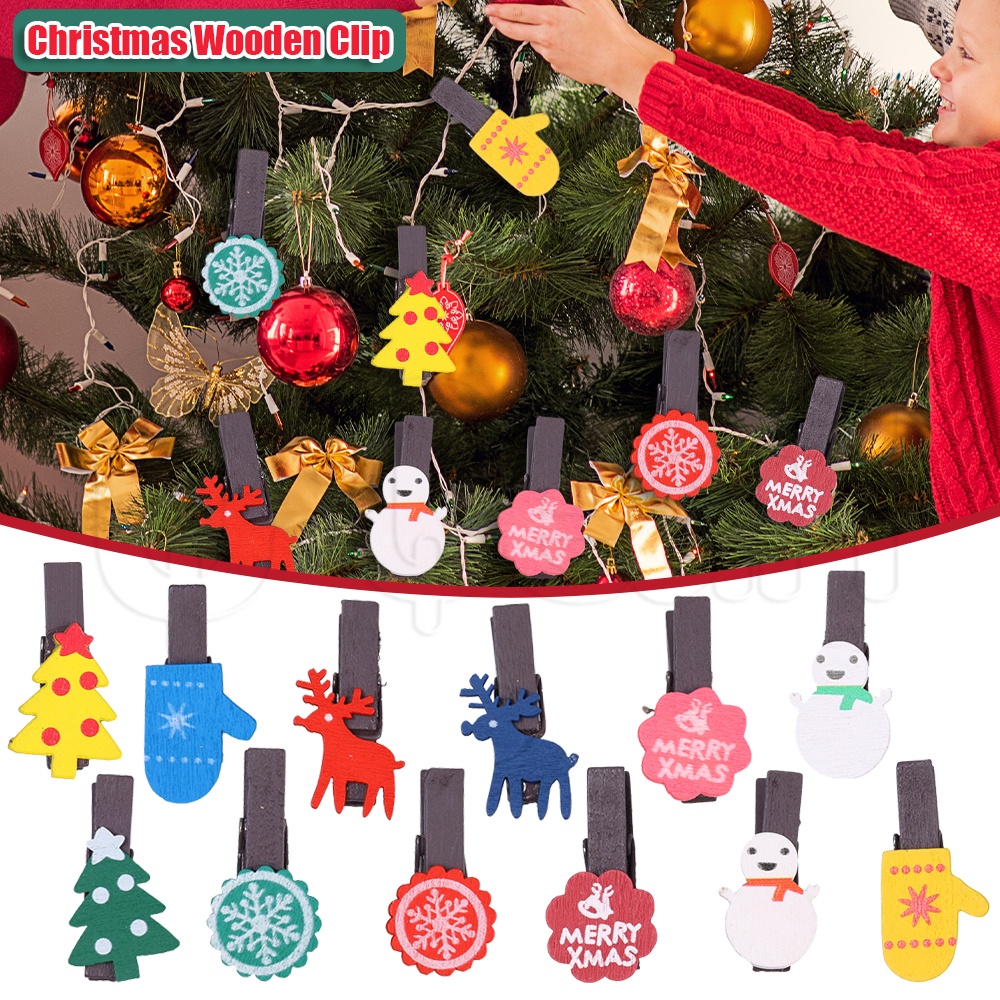Cartoon Christmas Wooden Clips Ornament / Hanging Photo Memo Paper ...