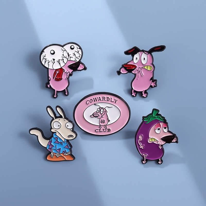 Catoon Cute Courage X Cowardly Dog Enamel Pins Brooches Anime Metal ...