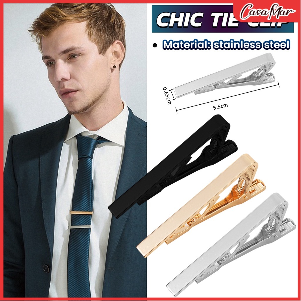 C.M. Stainless Steel Chic Necktie Tie Bar Clasp Clip Formal Occasion ...