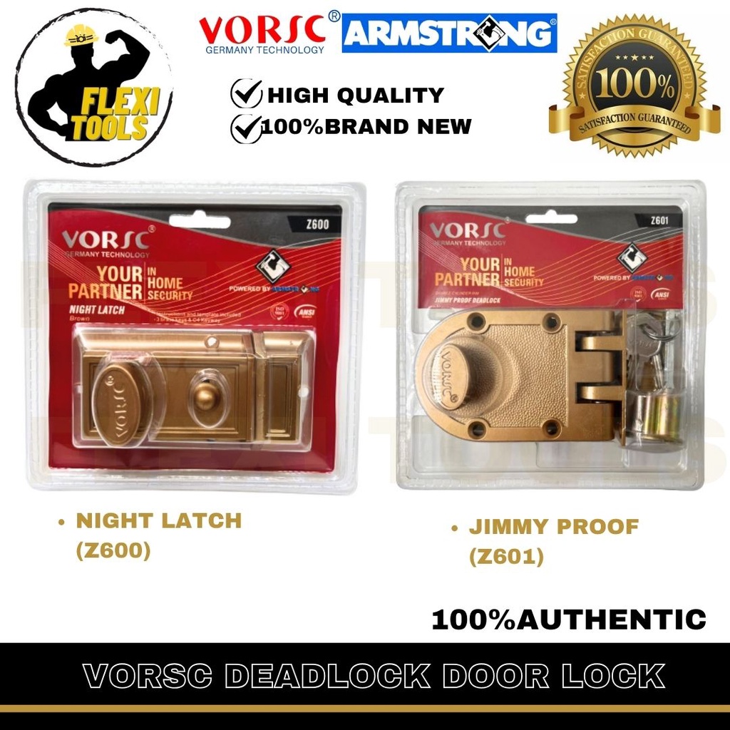 VORSC Deadbolt Lock / Door Lock (NIGHT LATCH BROWN / JIMMY PROOF ...