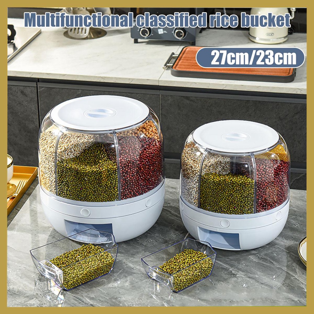 Dry Food Rice Storage Box Rotating Grain Container Multi-Grid Food ...