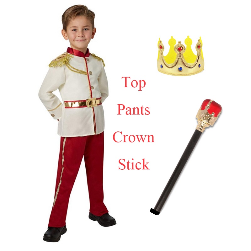 Anime White Red Blue Prince Costume for Kids Boy Middle Ages Noble ...