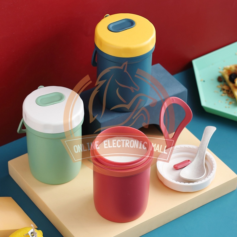 BZ 300ML Soup Cup with Lid Wheat Straw Plastic Breakfast Cup ...