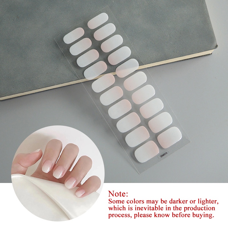 20 Fingers Milky Jelly White Full Cover Nail Stickers Fashion Gradient ...