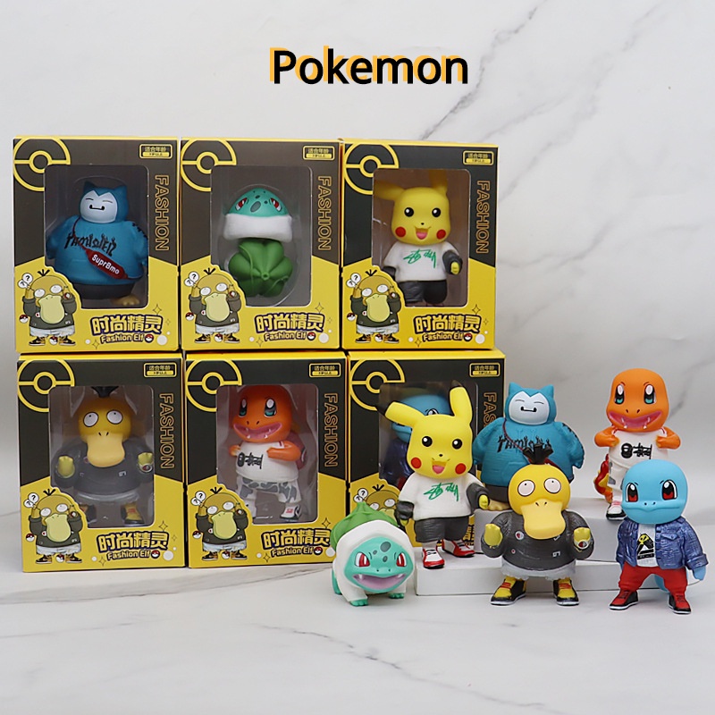 Pokemon Figures Pikachu Squirtle Psyduck Charmander Bulbasaur Snorlax ...