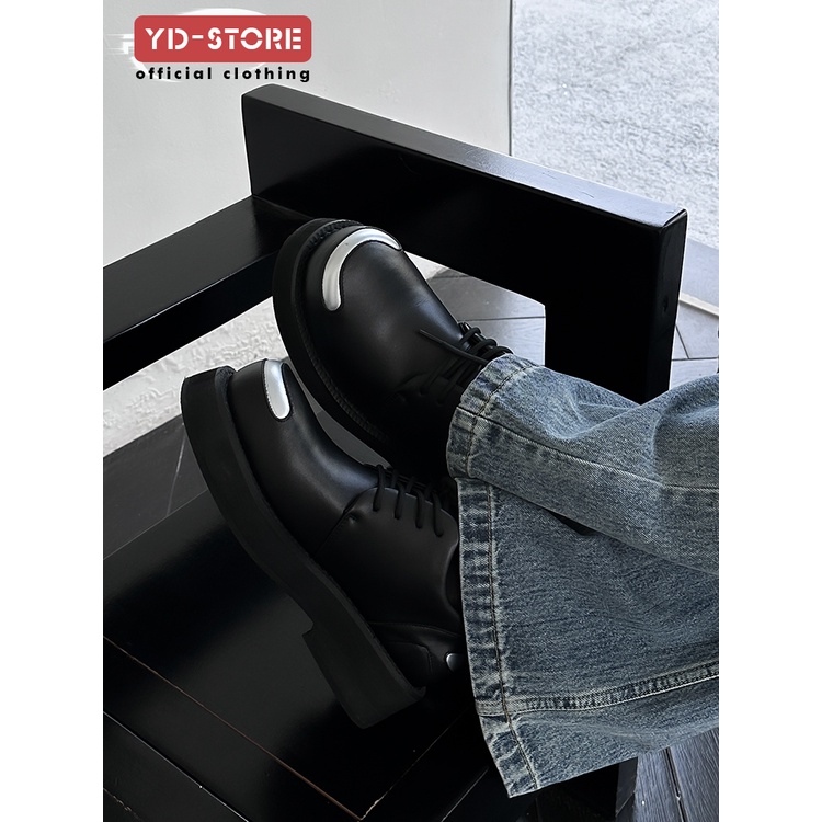 Iron Toe Derby Shoes Men Round Toe Niche Design High-End Thick-Soled ...