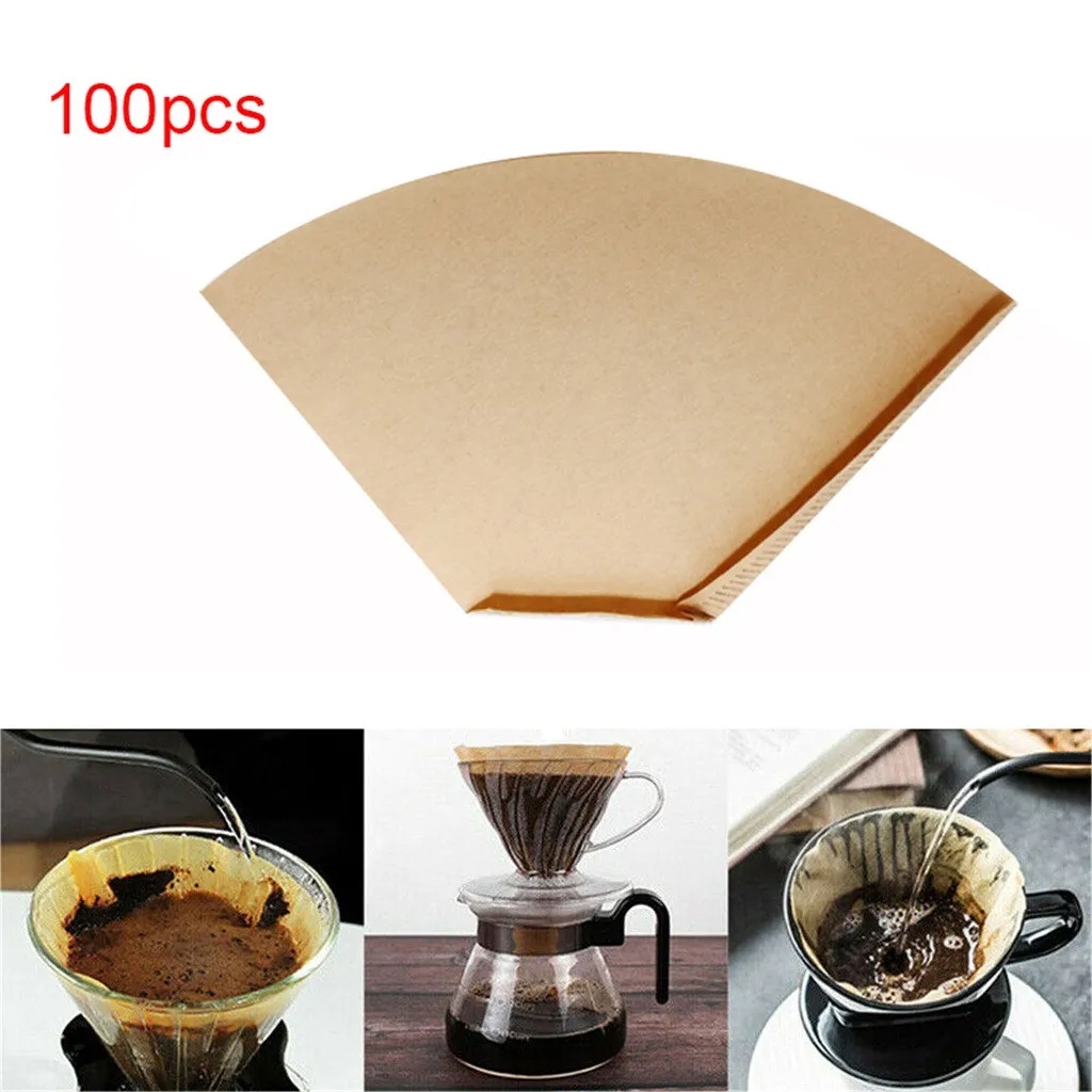 100 Pcs/Bag Wooden Original Hand Drip Paper Coffee Filter | Shopee ...