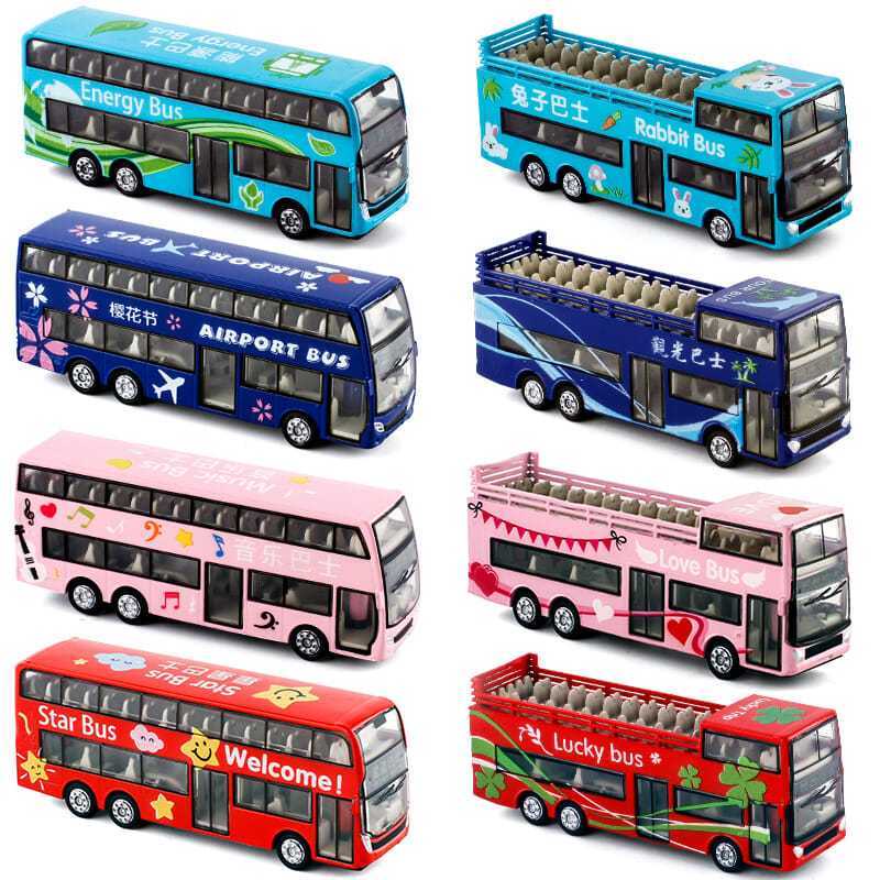 Children Toy Car Mini Carrying Mini Bus Metal Simulation Double-Decker ...