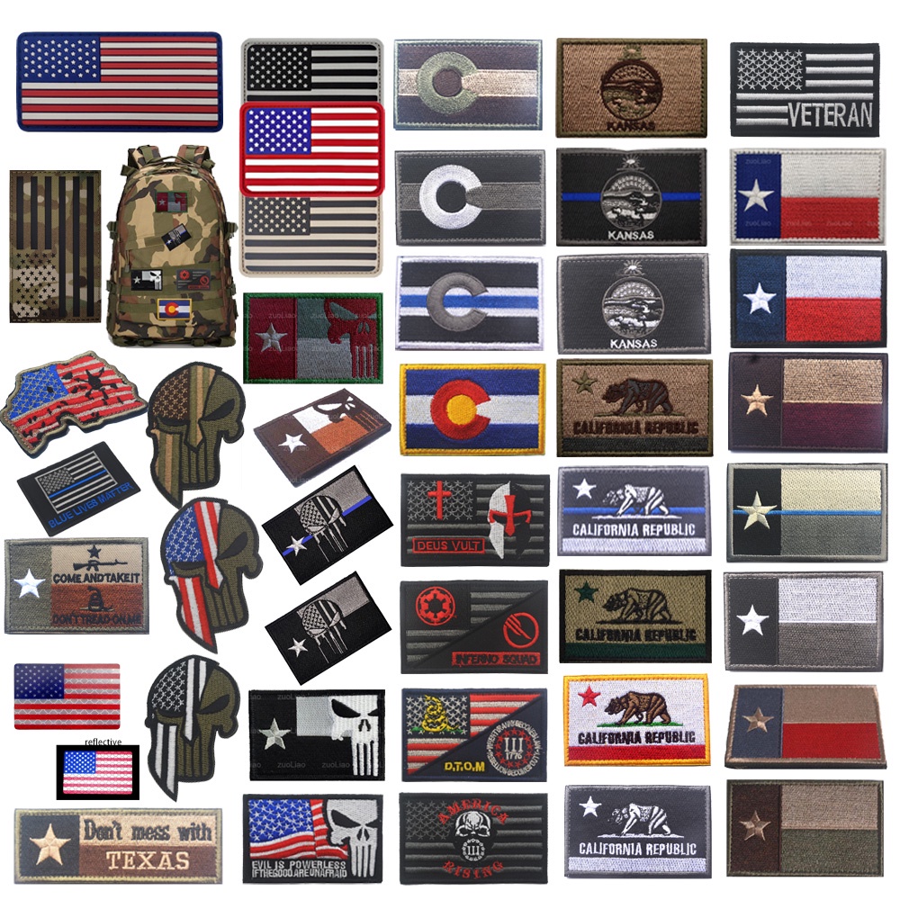 Velcro Patch PVC American Flag Punisher Embroidered Armband 51st State ...