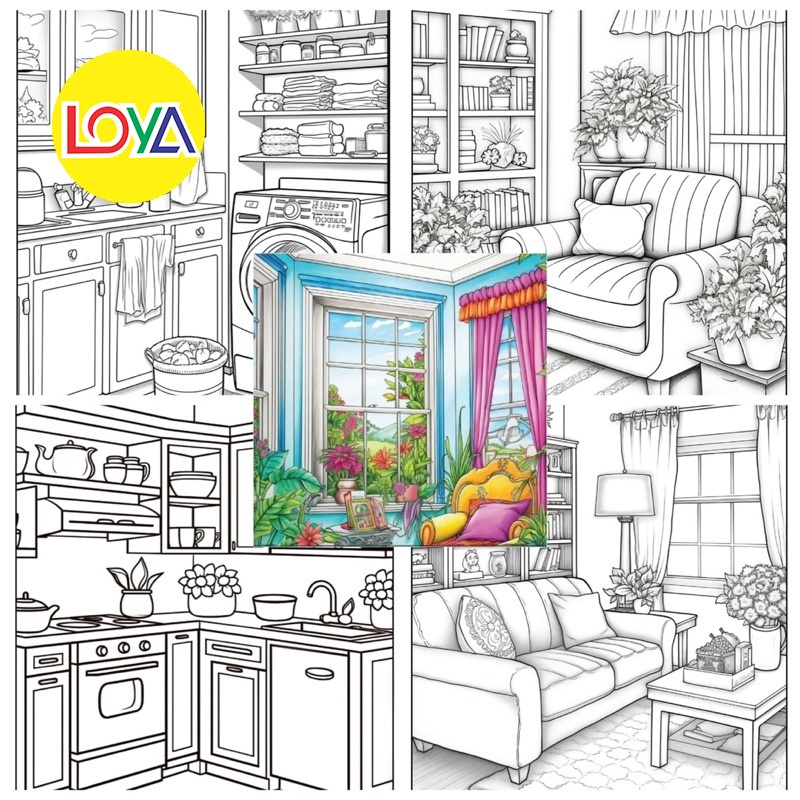 Room (Room) - Set of 10 A4 A5 Coloring Pages for Wax, Pencil Coloring ...