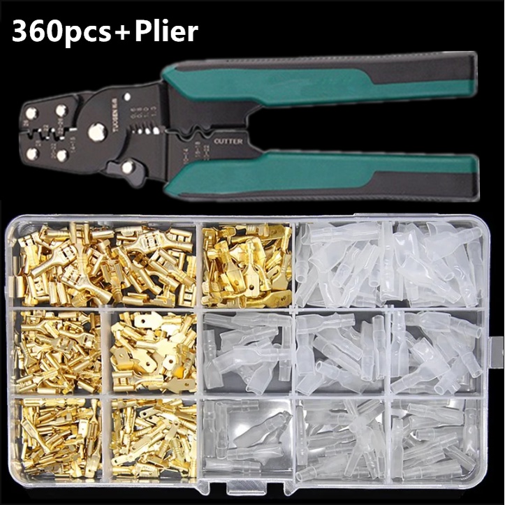 280*Assorted Crimp Spade Terminal Wire Flat Female&Male Insulated Electrical Wire Cable ...