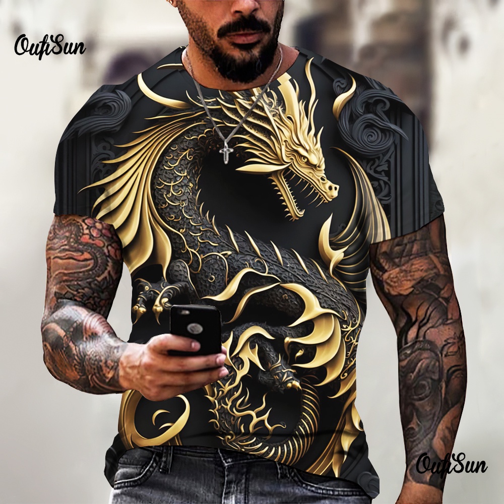 Men's Dragon T-shirt Fashion 3d Printed T Shirt Animal Pattern Short ...
