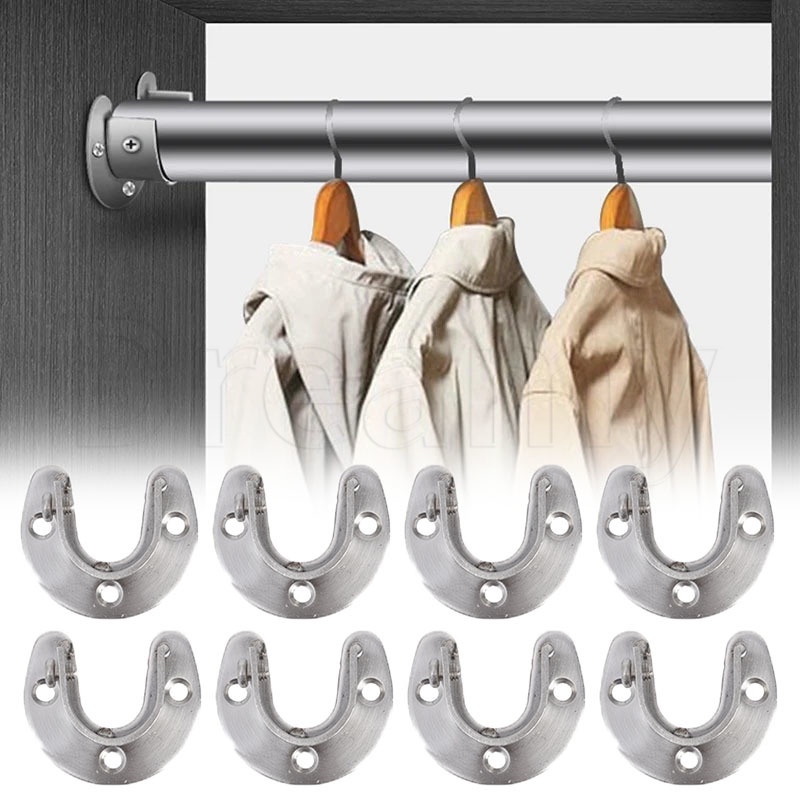 2Sets Clothes Drying Rod End Support - Closet Rod Holder - Stainless ...