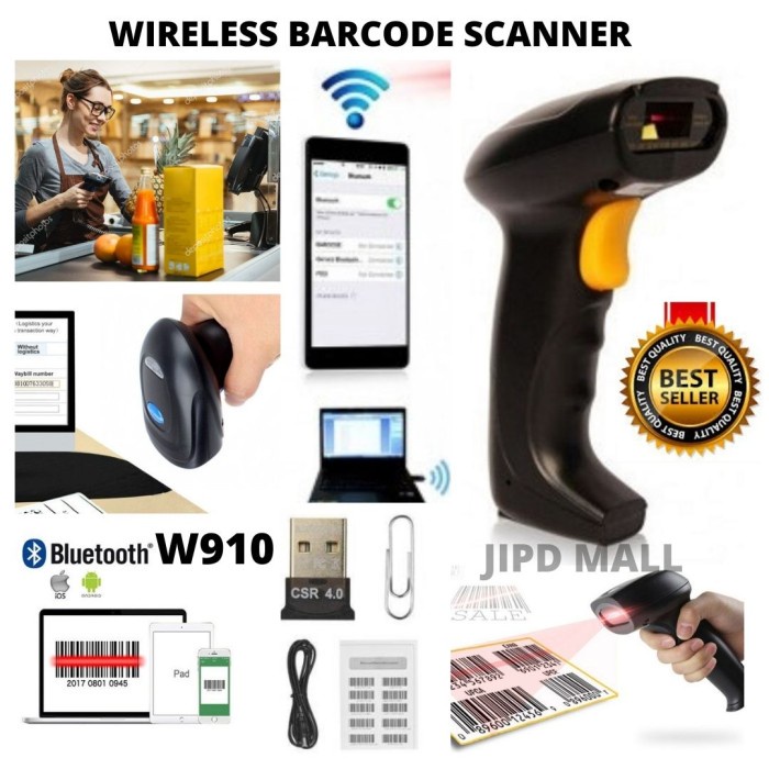 Supermarket W91 Wireless Barcode Scanner Can Be HP Android PC Laptop ...