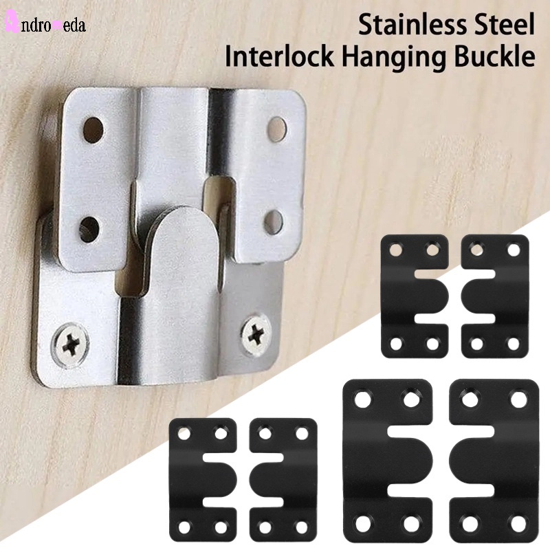 1Pair Multifunctional Stainless Steel Black Silver Interlock Hanging ...