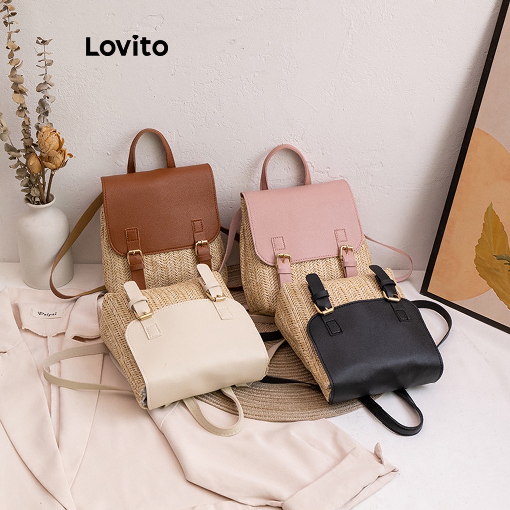 Lovito Women Casual Plain High Capacity Commuting Backpack LFA03257 ...