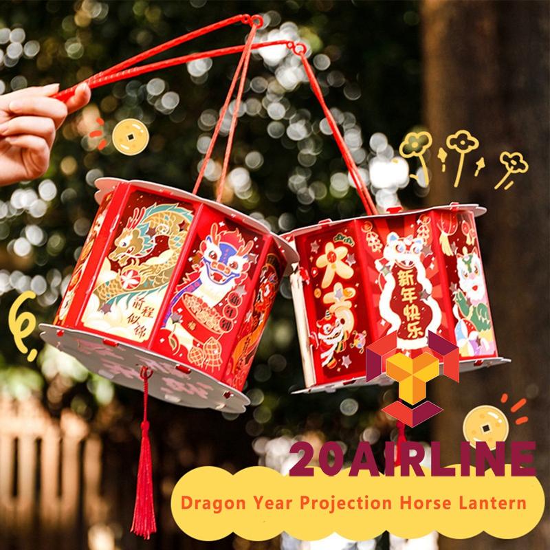 Chinese Paper Lanterns DIY Handmade LED Red Dragon Lanterns with Tassel ...