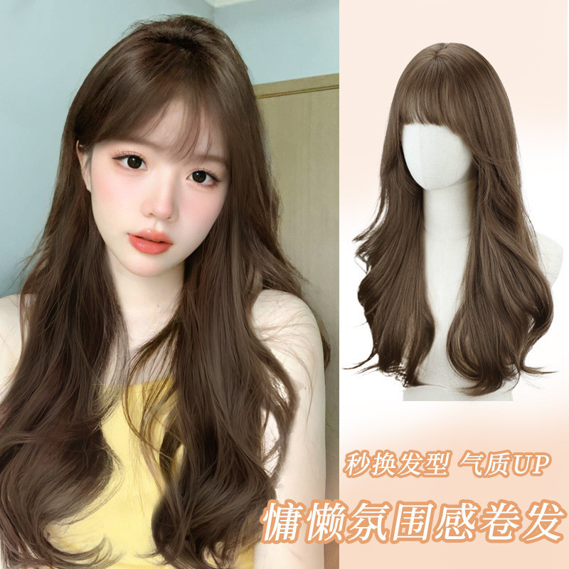 Zs02 Wig Full Headgear Big Wave Air Bangs Fashionable Classy Lolita Influencer Same Style Long ...