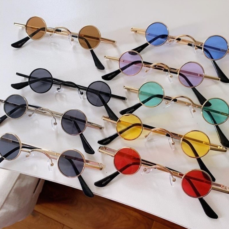 Punk round sunglasses, retro sunglasses for men and women ultra small ...