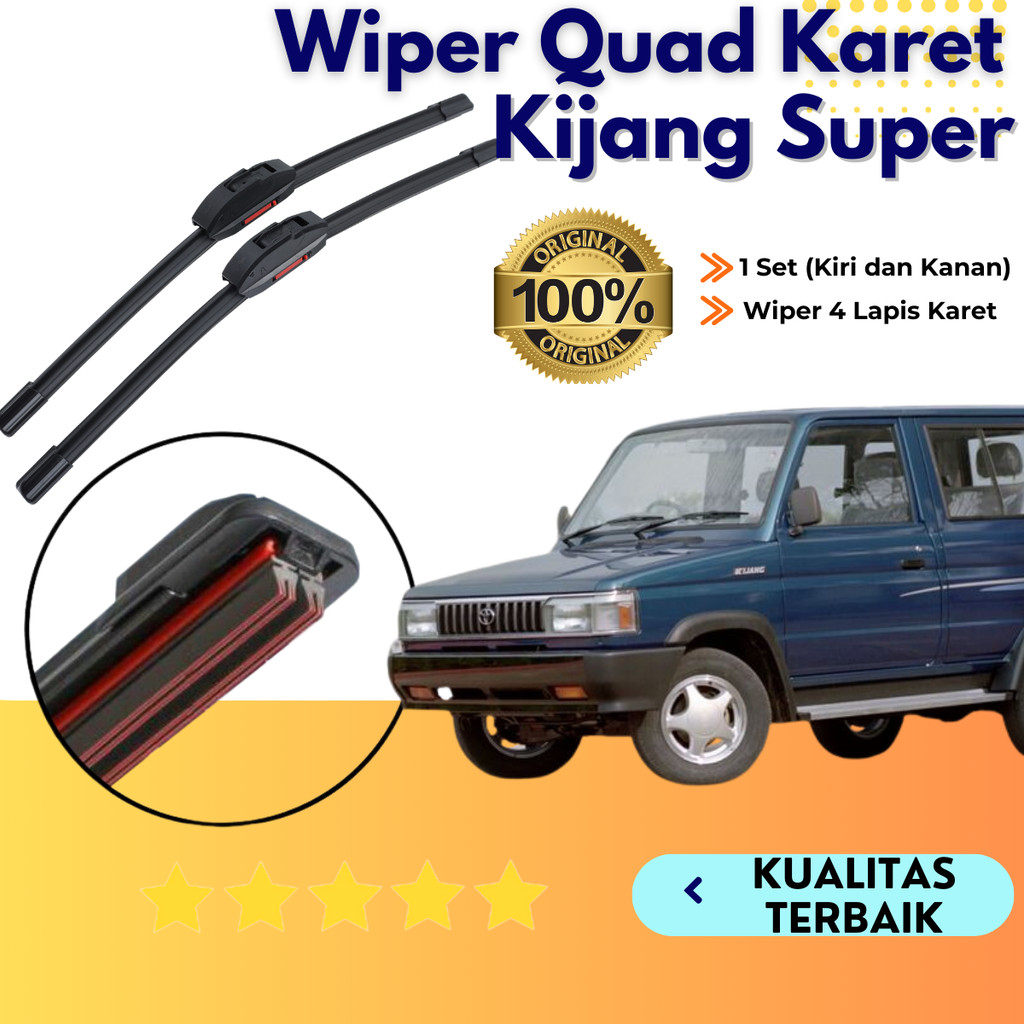 Quad Wiper Rubber 4 Rubber Toyota Kijang Super Frameless Car 1 Set Kiri ...