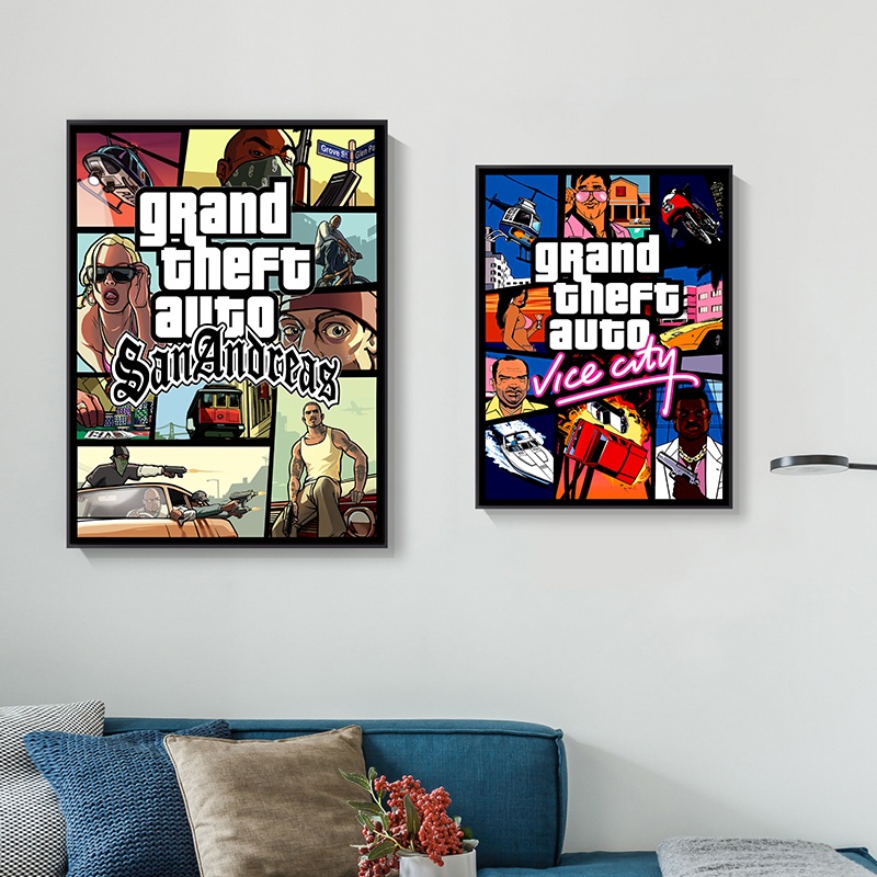 Video Game Grand Theft Auto Poster Canvas Painting GTA 5 Wall Painting ...