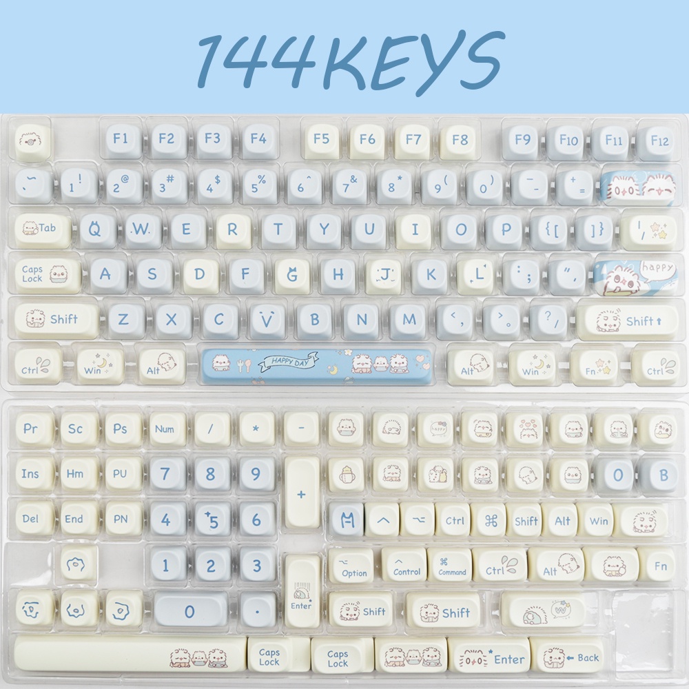 Cute Rabbit Keycaps 145Keys/Set PBT MOA Profile DYE-SUB DIY Custom for ...