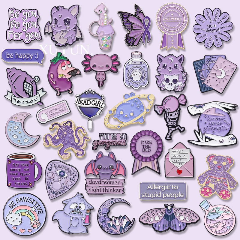 50 Styles Creative Fantasy Purple Series Enamel Pins Animation ...