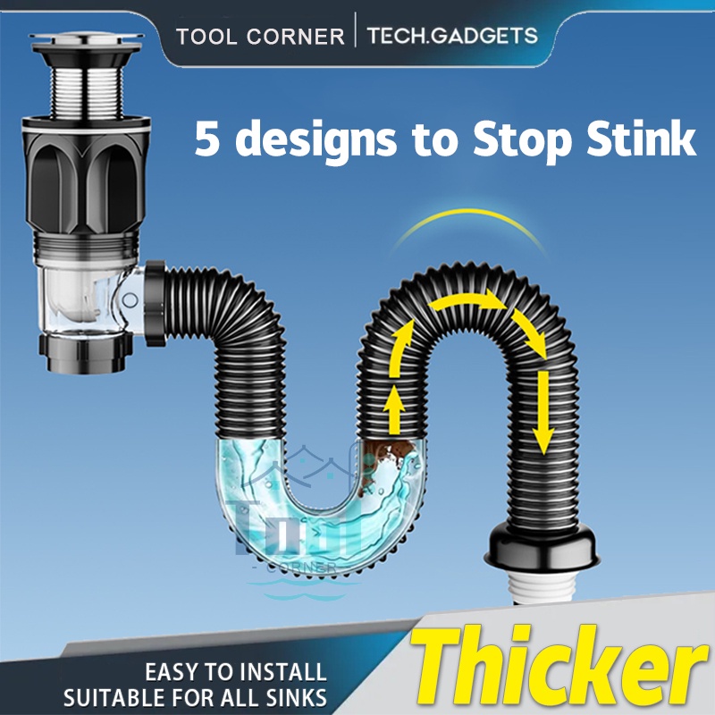 Universal Sink Drain Pipe Retractable Deodorant Sewer Drainage Water ...