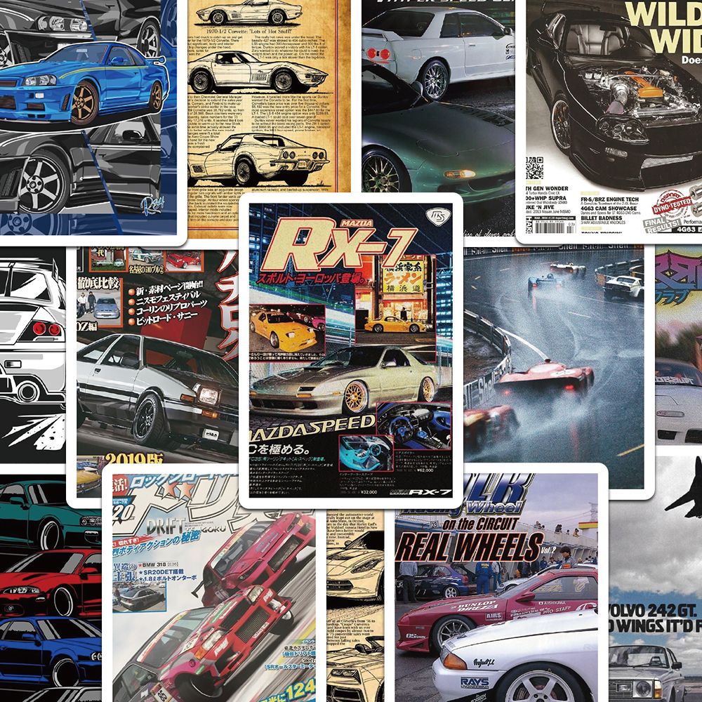 Vintage Sports Car Mini Posters Stickers Modified Car Racing DIY ...