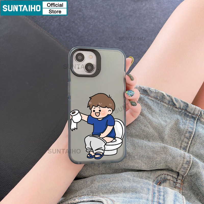 Suntaiho Funny Unique Cartoon Couple Pattern Clear Frosted Phone Case ...