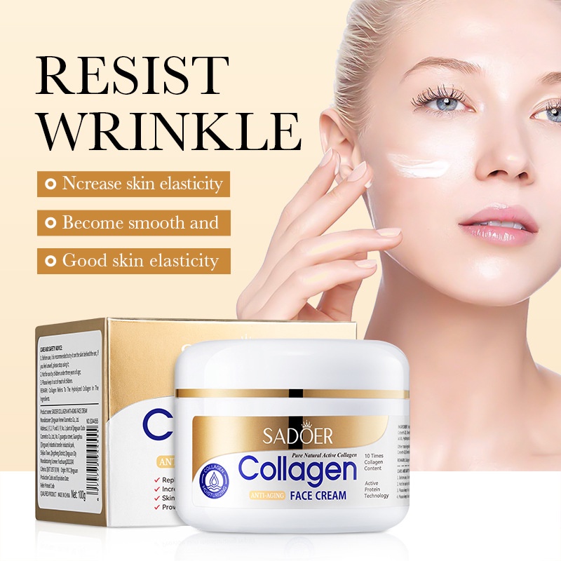 SADOER Collagen Anti-aging Anti-wrinkle Face Cream Smooth Moisturizing Brighten Dry Skin 100g ...