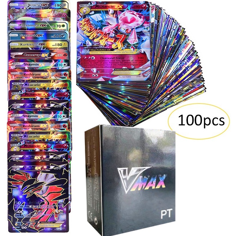 100PCS Metal Gold Pokemon Cards Vmax GX Energy Charizard Rare ...