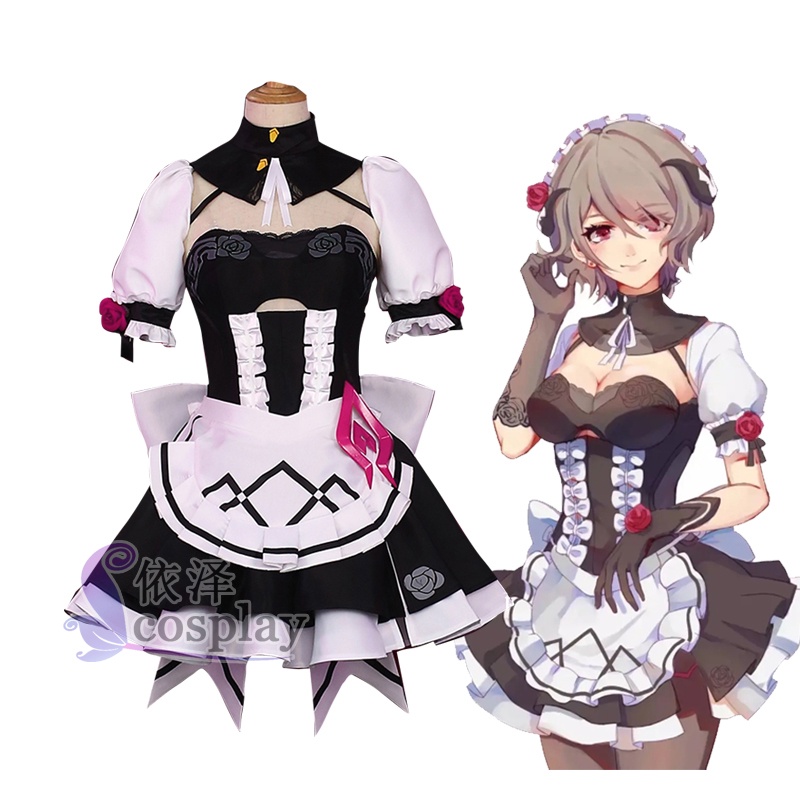 Honkai Impact 3 cos Rita Rossweisse Cosplay Maid costume set and wig ...