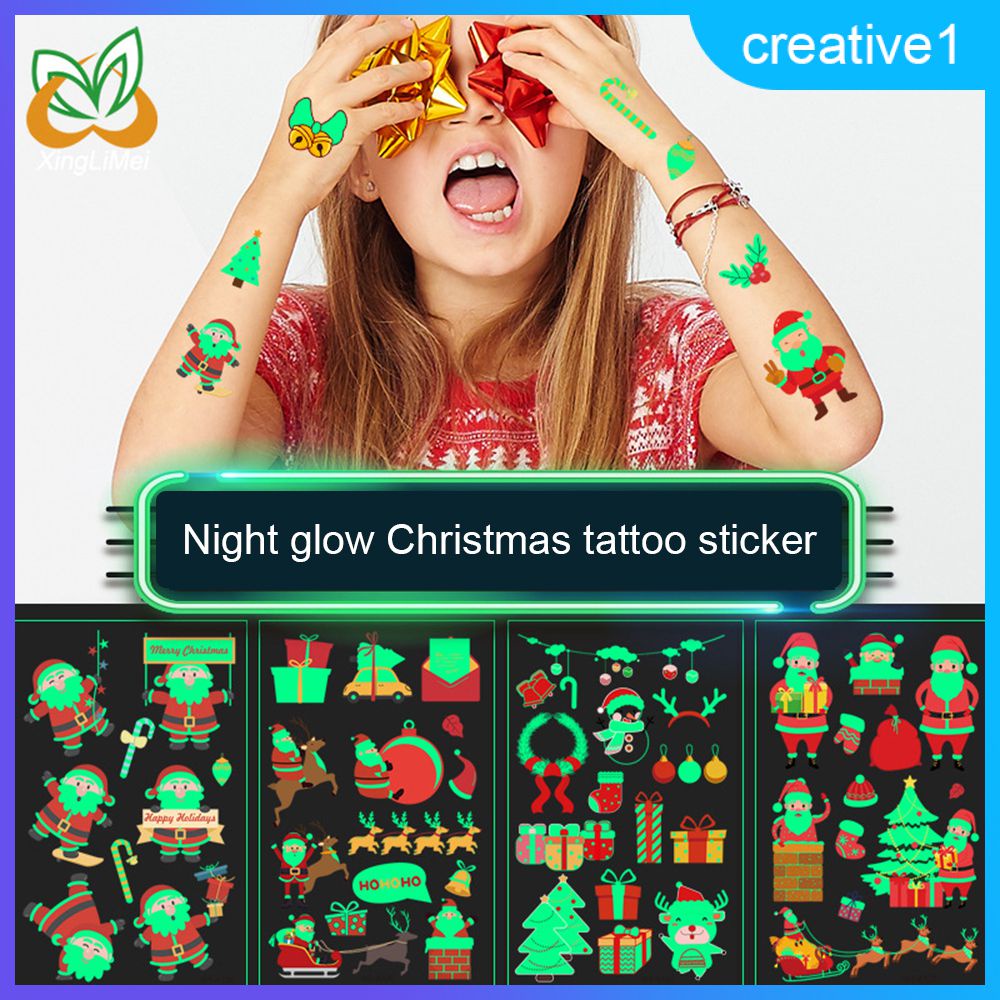 15 Styles Christmas Temporary Fake Tattoos Glow Tattoo Stickers ...