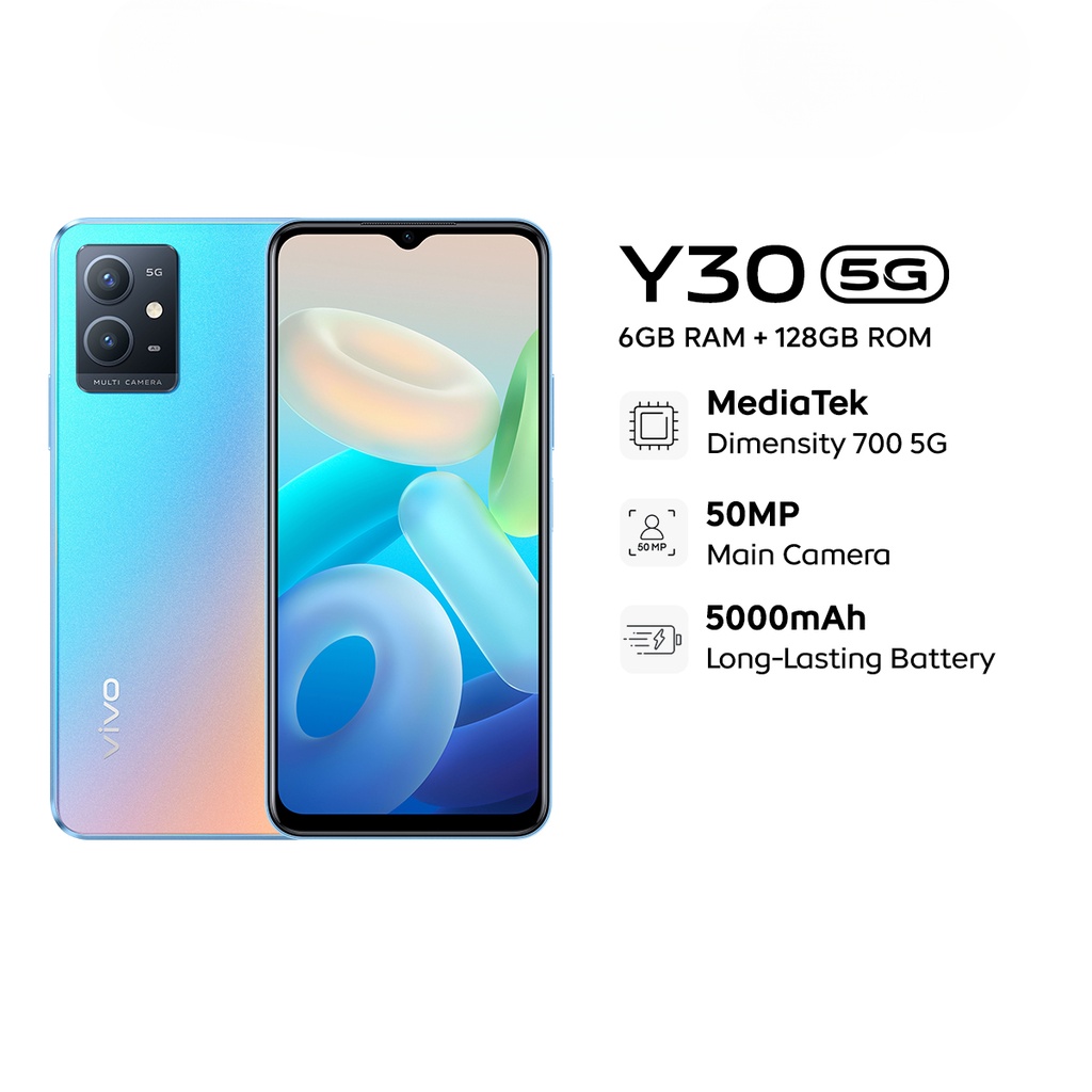 Vivo Y30 5G smartphone 6GB 2GB extended RAM 128GB ROM MediaTek dimension 700 5G 5000mAh battery ...