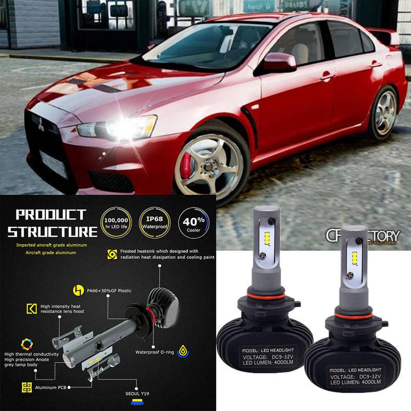 2pc LED White 6000K S1 Bulbs NW Headlight Kit FOR Misubishi Lancer ...
