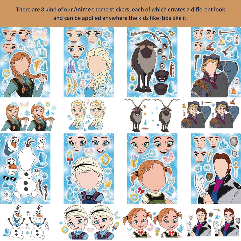 16pcs Frozen Themed Party Stickers Elsa Anna Children's Birthday Anime ...