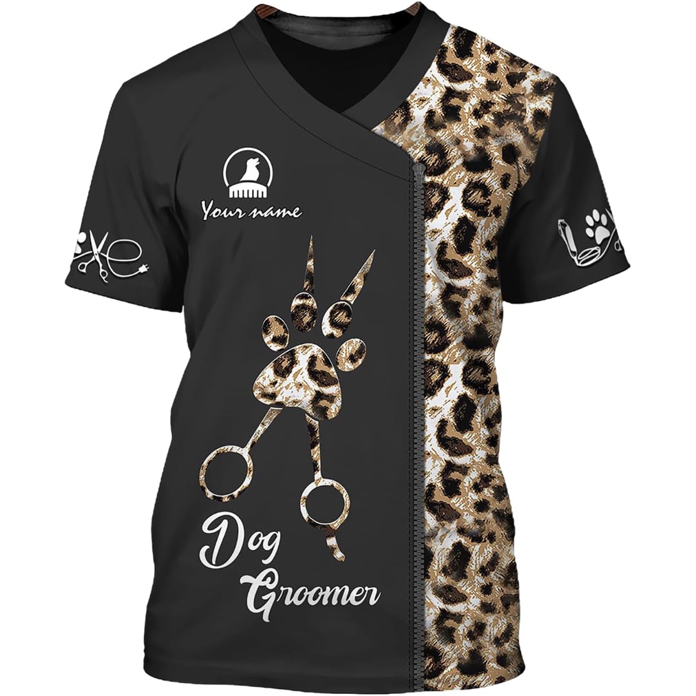 Personalized Dog Groomer 3D All Over Print T-Shirt, Custom Grooming ...