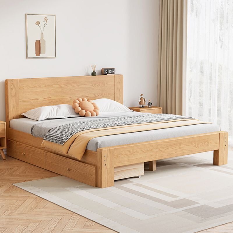 Rubber wood solid wood bed modern 1.2m home master bedroom double bed 1 ...