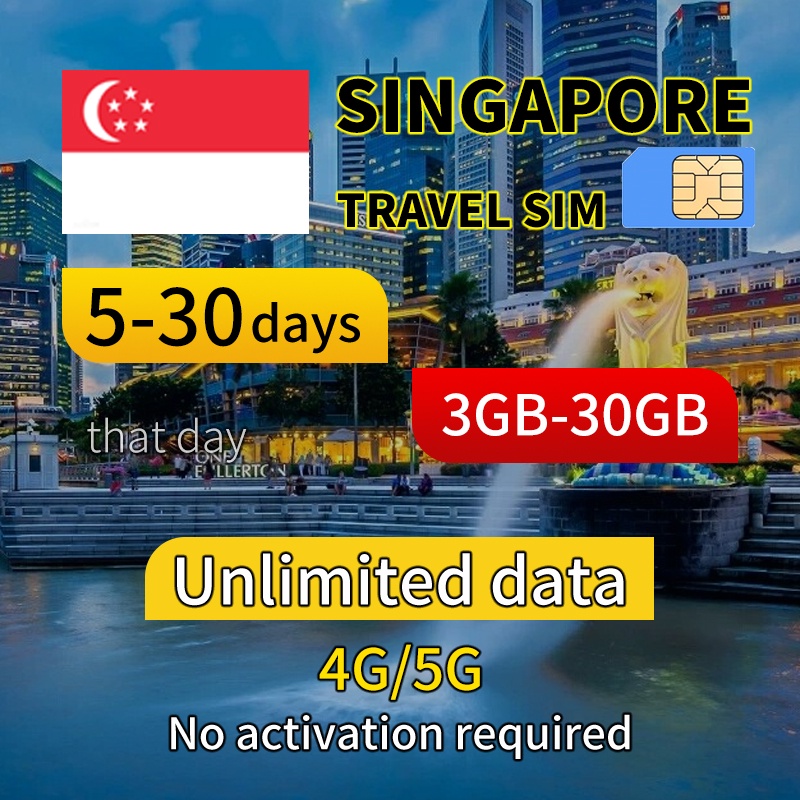 SINGAPORE travel SIM(5-30days unlimited data) total data 3-30GB 4G/5G ...