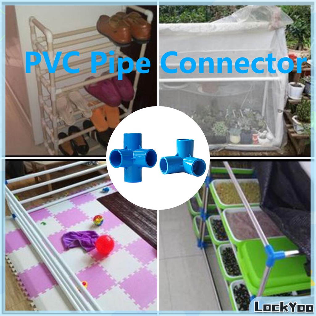 LockYoo PVC Pipe Connector 3/4" 1/2" 1" Water Line 3-Way Tee 4-Way Tee ...