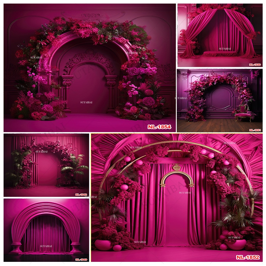 Photography Background Hot Pink Arch Curtain Adult Birthday Party ...